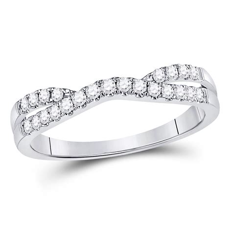 14kt White Gold Womens Round Diamond Ring Contour Enhancer Wedding Band