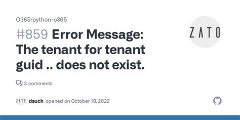 Error Message The Tenant For Tenant Guid Does Not Exist · Issue