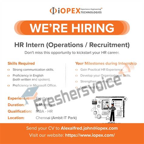Iopex Technologies Internship 2024 Hr Intern Chennai