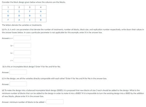Consider The Block Design Given Below Where The Chegg Com