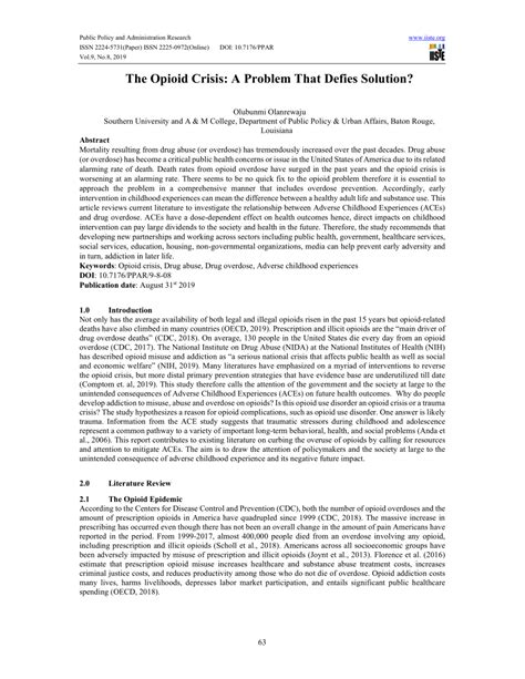 Pdf The Opioid Crisis A Problem That Defies Solution