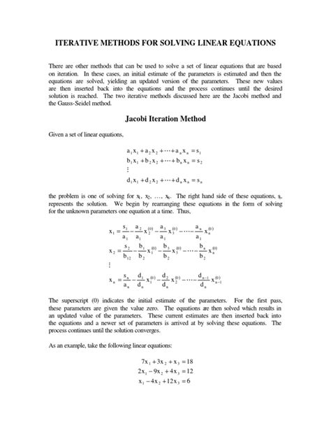 Jacobi And Gauss Seidel Pdf Equations System Of Linear Equations
