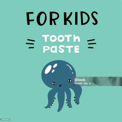 텍스트 아이들을위한 치약 낙서 스타일의 귀여운 문어와 벡터 일러스트 손으로 그린 레이블의 템플릿 디자인 요소 귀여운에 대한 스톡 벡터 아트 및 기타 이미지 Istock