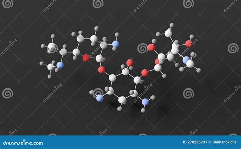 Gentamicin Molecule Molecular Structure Cidomycin Ball And Stick 3d