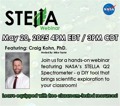 Nasa Stella Spectrometry Webinar Featuring Dr Craig Kohn Stella