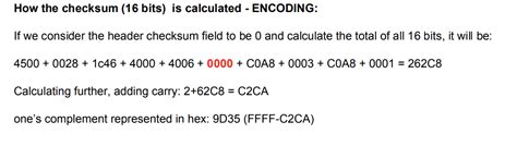 Solved How The Checksum 16 Bits Is Calculated Encoding