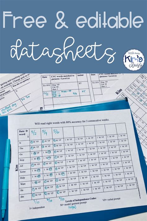 Progress Monitoring Free Printable Data Collection Sheets For Iep Goals