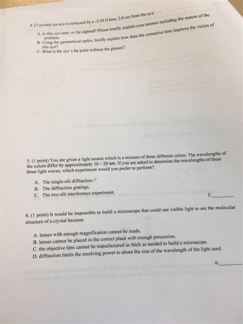Solved An Eye Is Corrected By A D Lens Cm From Chegg