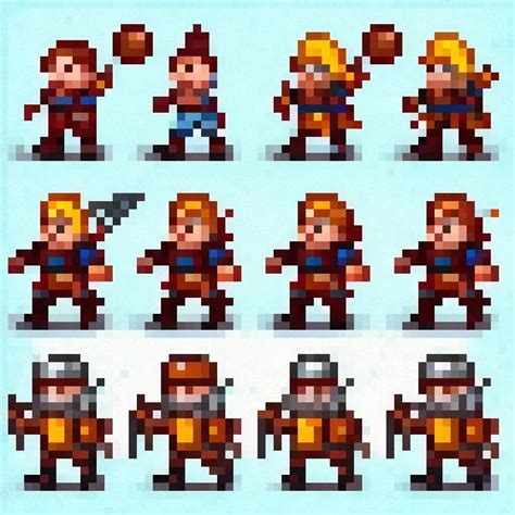 32 Bit Adventure Style Nordic Game Character Running Animation Sprite