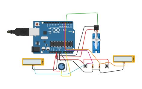 Circuit Design Servomotor Con Pulsadores Tinkercad