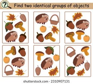 Find Two Identical Groups Objects Educational Stock Vector Royalty Free 2310907131 Shutterstock
