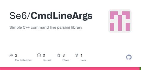 GitHub Se CmdLineArgs Simple C Command Line Parsing Library