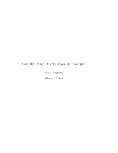 Compiler Design Theory Tools And Examples