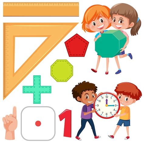 Premium Vector Math Classroom Objects With Supplies And Students