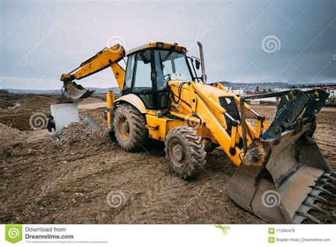 Close Up Of A Massive Industrial Backhoe Loader