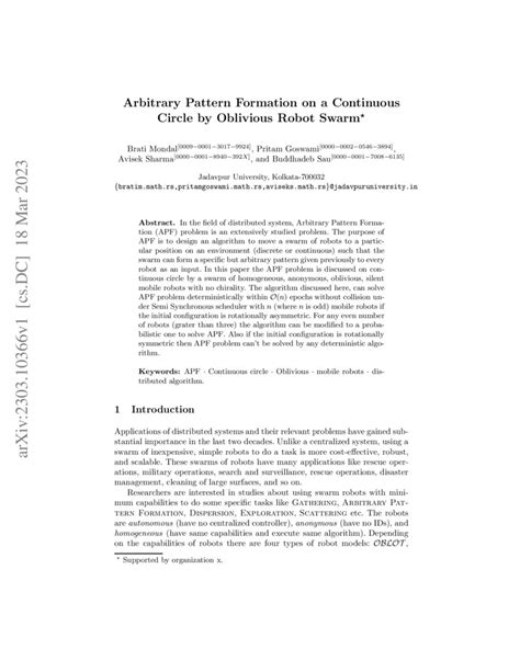 Arbitrary Pattern Formation On A Continuous Circle By Oblivious Robot