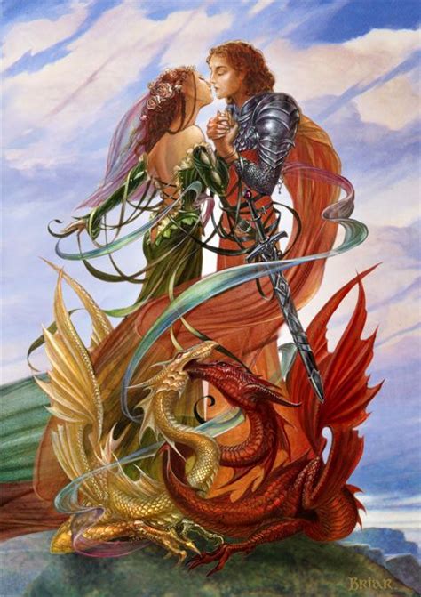 Dragon Handfasting Romance Card By Briar Pagan Fantasy Wedding Greeting