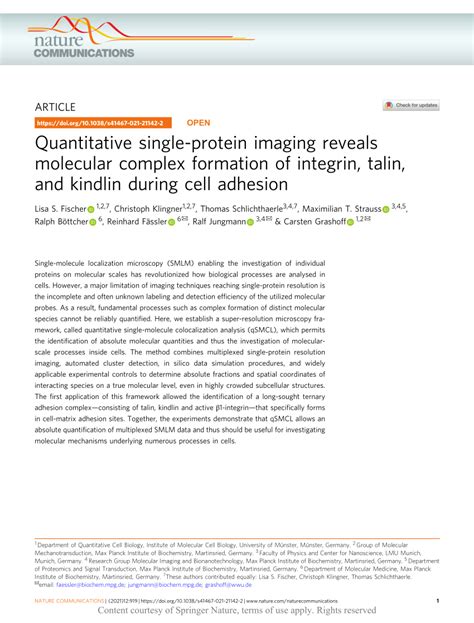 Pdf Quantitative Single Protein Imaging Reveals Molecular Complex