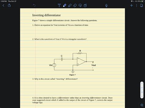 solved inverting differentiator figure 7 shows a simple