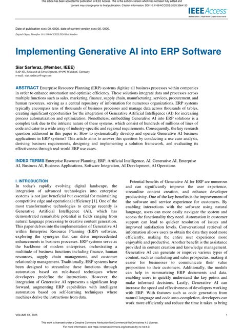 pdf implementing generative ai into erp software