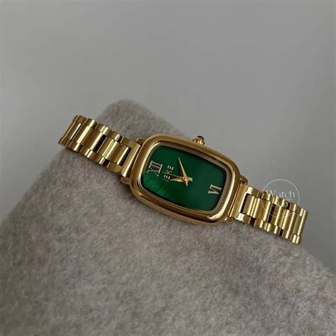Green Dial Gold Watch For Women Minimalist Rectangle Watch Watchwithsun Dainty And Chic Watches
