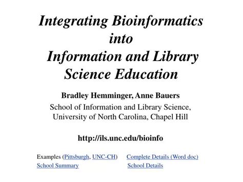 Ppt Integrating Bioinformatics Into Information And Library Science