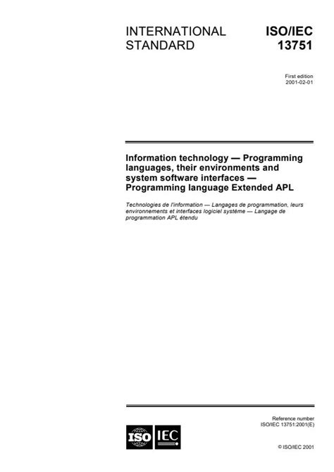 ISO IEC Information Technology Programming Languages Their Environments And System