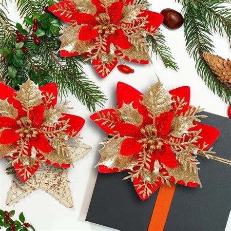 Christmas Decorations Artificial Glitter Flower Garland For Xmas New