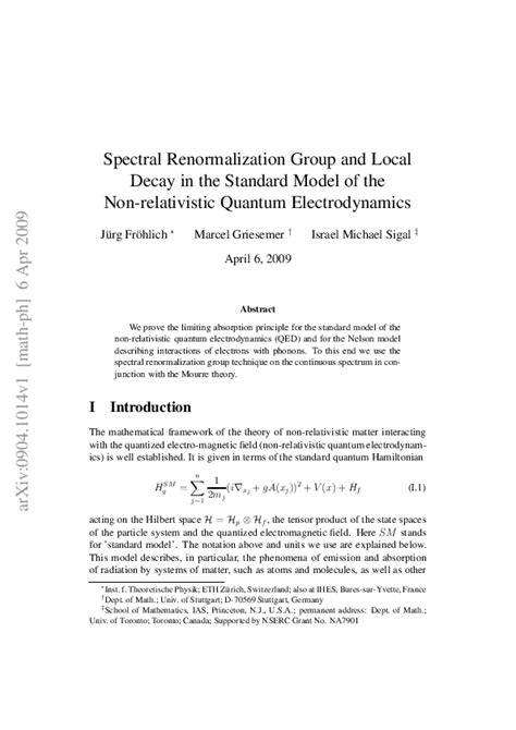 Pdf Spectral Renormalization Group And Local Decay In The Standard