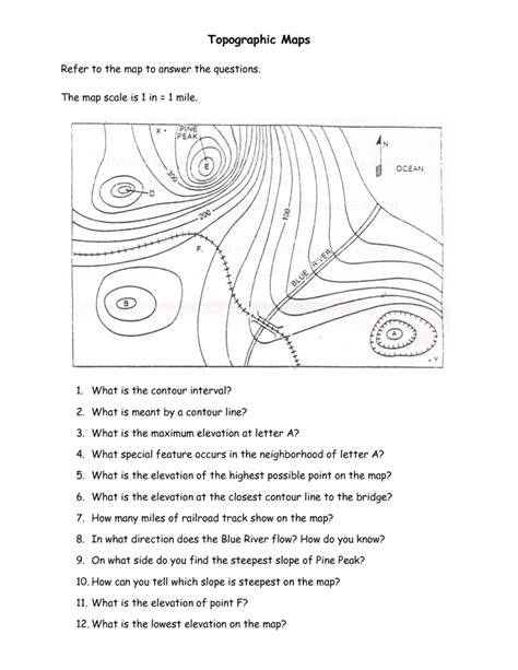 Earth Science Topographic Map Worksheet