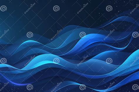 Abstract Dark Blue Wave Design Background With Gradient Effect And Flowing Lines Stock Image