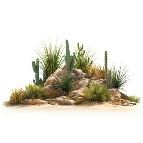 Semi Realistic Grass Forest Scene On White Background Stock