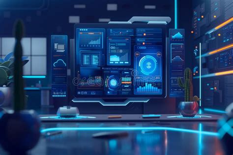 Abstract Visualizing Futuristic Technology And Cybersecurity Solutions With Graphs Sensors Data