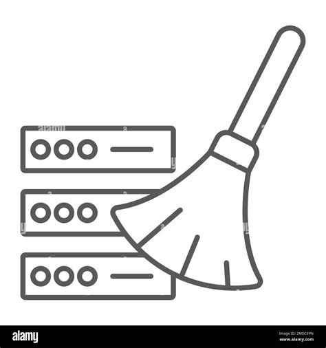 Database Cleaning Thin Line Icon Data And Analytics Removing Sign Vector Graphics A Linear