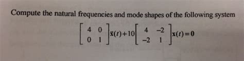 Solved Compute The Natural Frequencies Mode Shapes Of The