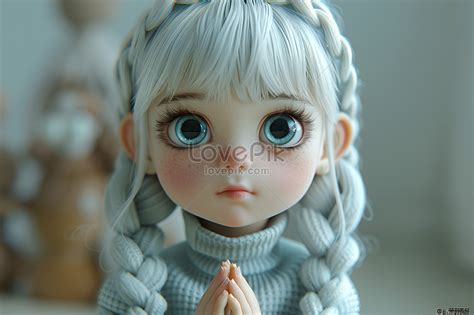 파란 머리 어린 소녀 일러스트 무료 다운로드 Lovepik