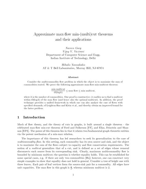 Pdf Approximate Max Flow Min Multicut Theorems And Their Applications