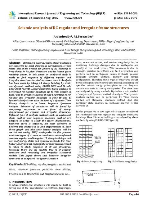 Pdf Irjet Seismic Analysis Of Rc Regular And Irregular Frame Structures