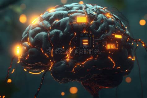 Futuristic Artificial Intelligence Brain With Glowing Neural Circuits