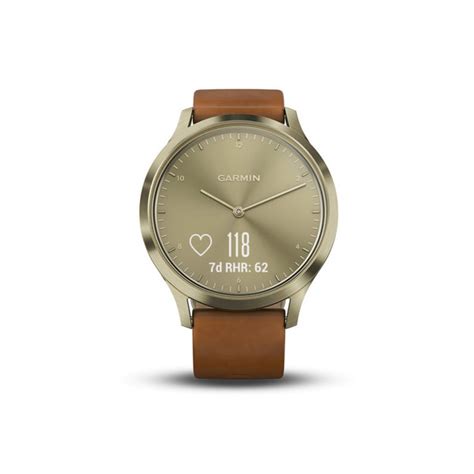 Garmin Vivomove Hr Premium Gold Tone With Light Brown Leather Band Small Medium AMIT Retail