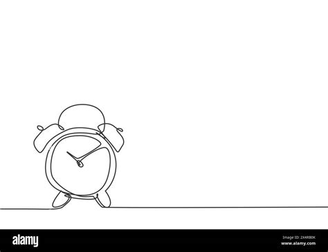 Single Continuous Line Drawing Of Old Retro Alarm Analog Clock On The Floor Minimalism Metaphor