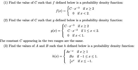 solved 1 find the value of c such that f defined below is