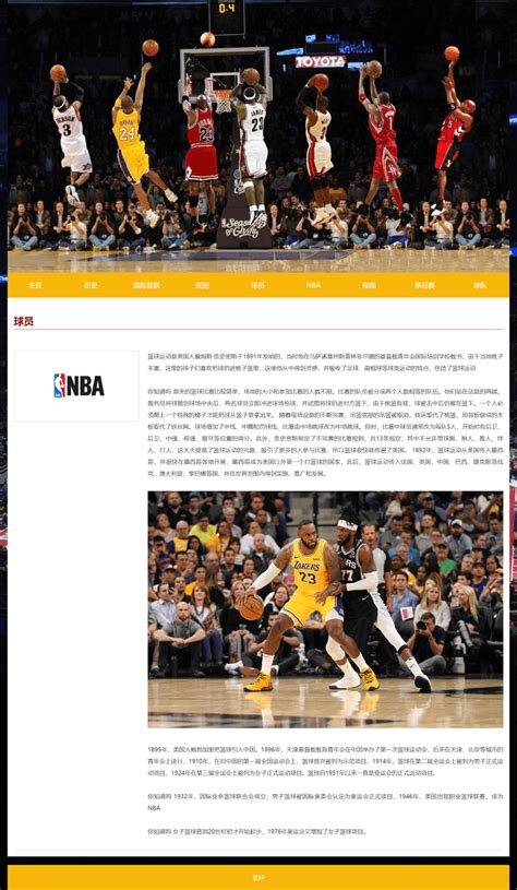 html css js静态网页设计【篮球nba介绍体育运动】web前端学生作业源码 js html cssnba球员数据分析系统设计与实现页面