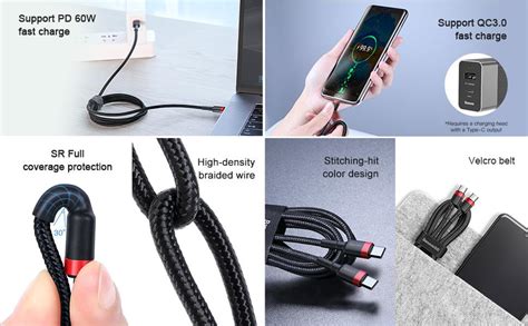 Baseus สายชาร์จเร็ว Type C To Type C L Pd20 L 60w100w รุ่น Cafule Cable Flash Charging Data
