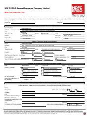Motor Insurance Claim Form Hdfc Ergo General Insurance Company