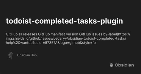 Todoist Completed Tasks Plugin Obsidian Hub Obsidian Publish