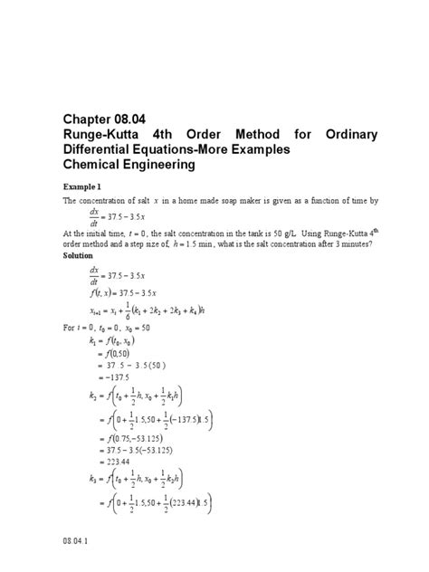 Rk4 Ode Method Examples Pdf Numerical Analysis Equations