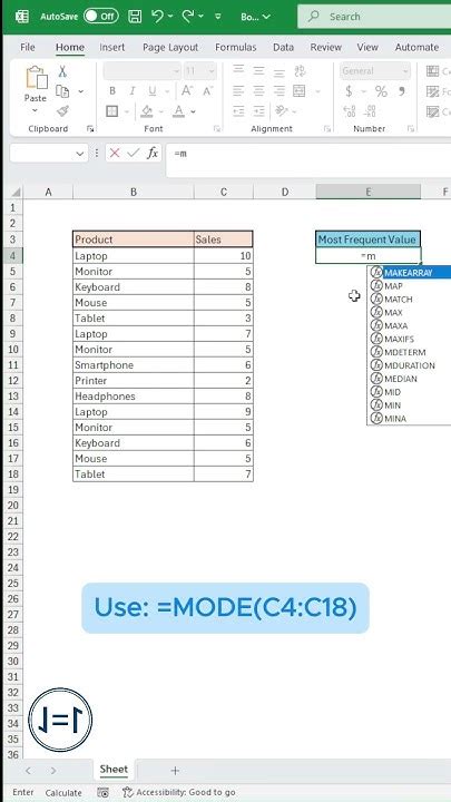 150 Find The Most Frequent Value In Excel Excelformula Exceltips