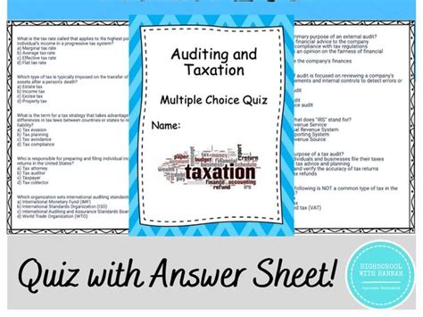 Auditing And Taxation Multiple Choice Quiz Teaching Resources