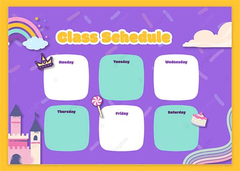 Class Schedule Timetable Vector Template Download On Pngtree